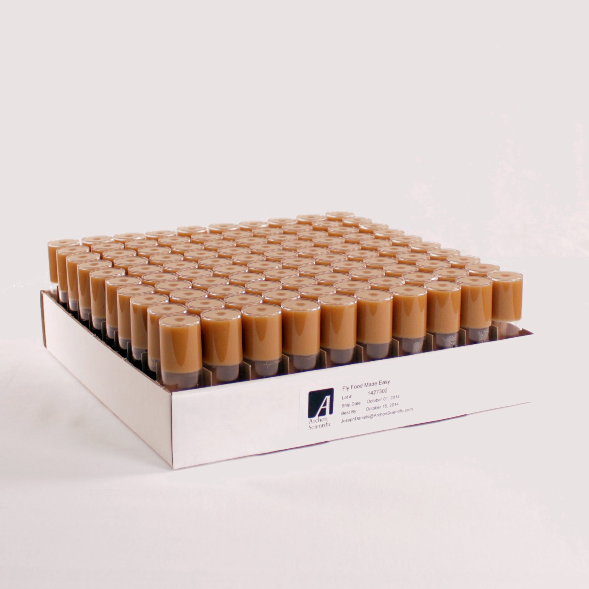 Molasses Food in Wide Vials | Archon Scientific, Inc. | Fly Food Made Easy™
